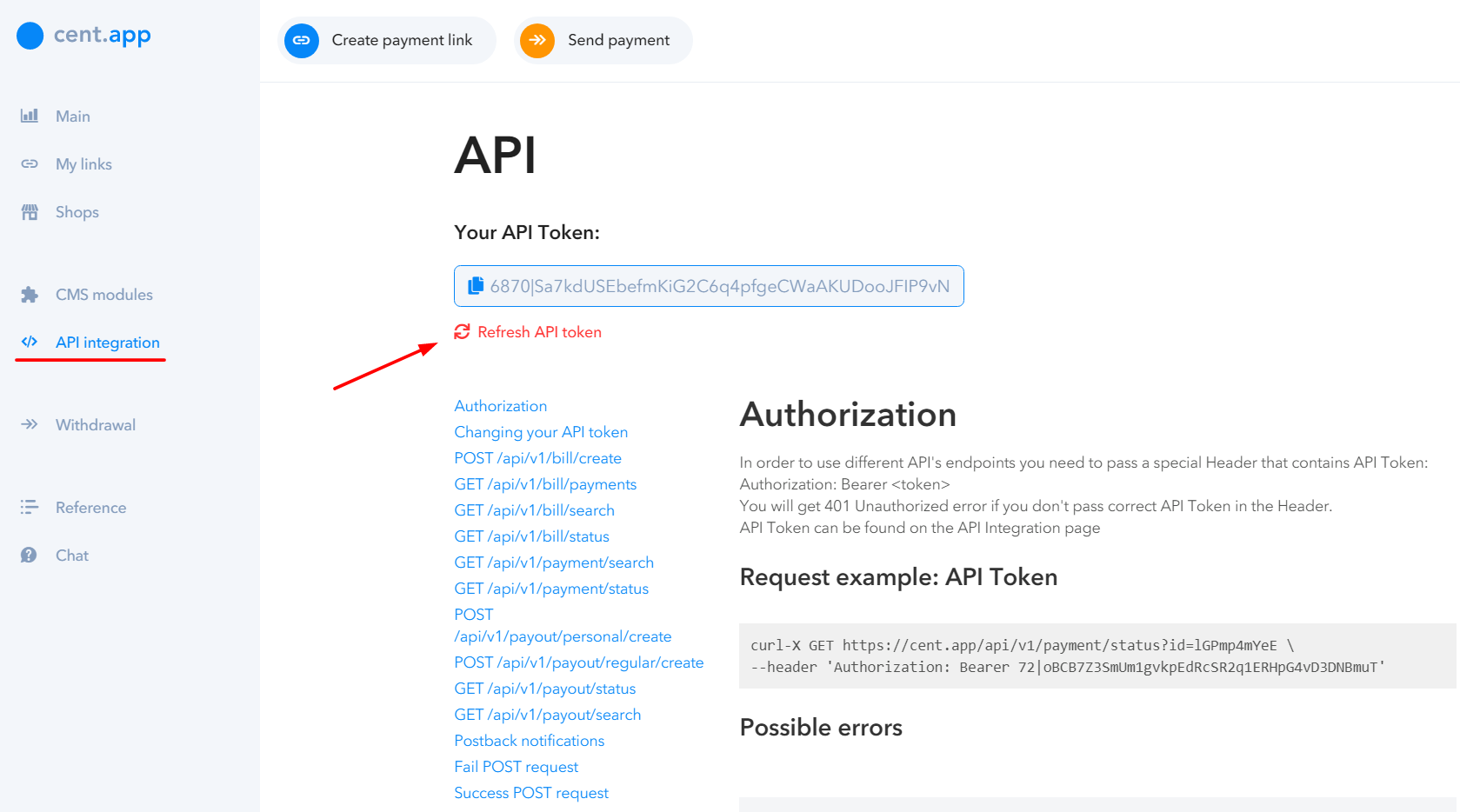 Cent app API Reference